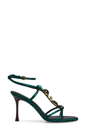 Kurt Geiger Loulou Embellished Metallic Leather Sandal - Open Green