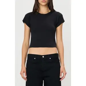 Eterne Short Sleeve Cropped Baby Tee - Black