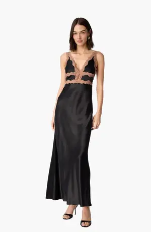 Cami Nyc Wendice Lace Trim Satin Slipdress