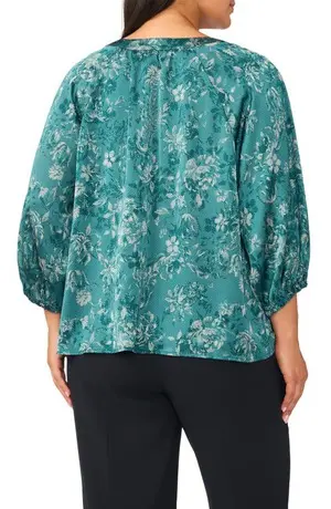 Vince Camuto Floral Print Raglan Sleeve Button Up Shirt