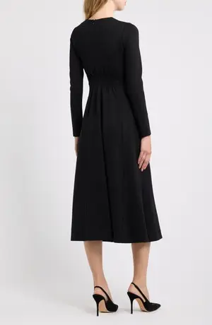 Anne Klein Long Sleeve Fit & Flare Midi Dress