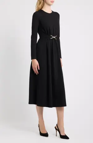 Anne Klein Long Sleeve Fit & Flare Midi Dress