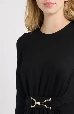 Anne Klein Long Sleeve Fit & Flare Midi Dress