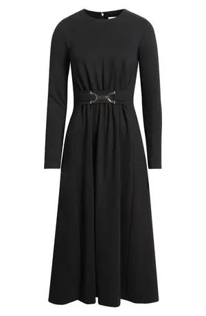 Anne Klein Long Sleeve Fit & Flare Midi Dress
