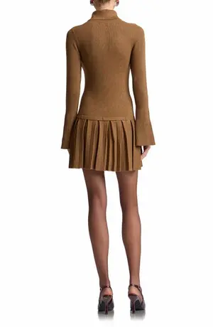 Avec Les Filles Drop Waist Pleated Sweater Dress