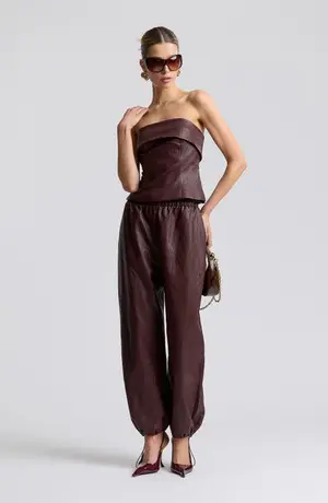 Avec Les Filles Elastic Waist Faux Leather Balloon Pants