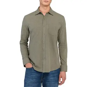 W.R.K Reworked Slim Fit Heathered Cotton Button-up Shirt - Green