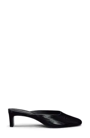 REFORMATION Inez Leather Heeled Mule - Black Eel