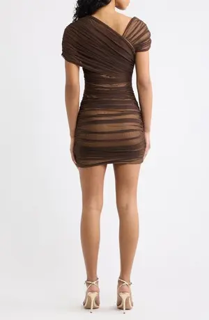 Line & Dot Marceline Mesh Panel Short Sleeve Minidress