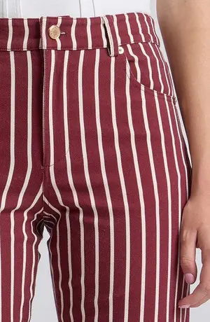Avec Les Filles Striped High Waist Bootcut Jeans