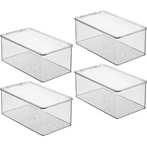 IDESIGN Stackable Shoe Box With Hinged Lid For Wedges, Sandals, Or Flats, Set Of 4