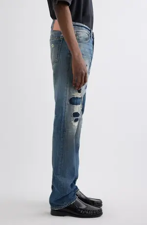 Acne Studios 1996m Distressed Patched Straight Leg Jeans