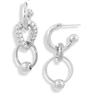 JUSTINE CLENQUET Alison Mismatched Tiered Hoop Drop Earrings - Palladium