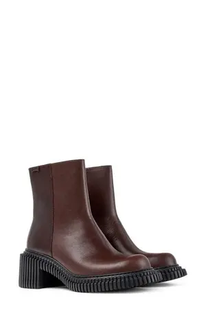Camper Pix London Zip Ankle Boots - Dark Brown