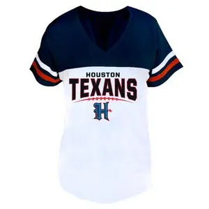 Profile White Houston Texans Split Body V-neck T-shirt