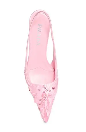 Prada Jewel Runway Slingback Pumps - Bocciolo