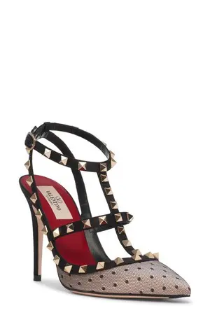 Valentino Garavani Rockstud Tulle Mesh Pump