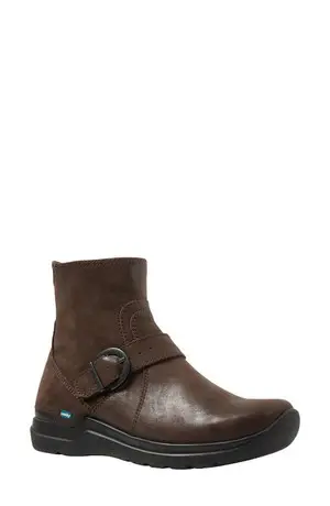 WOLKY Buckled Leather Ankle Boots With Side Zip - Brown