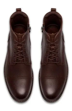 Clarks Aldwin Leather Cap Toe Boot - Brown Leather