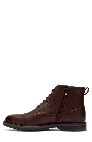 Clarks Aldwin Leather Cap Toe Boot - Brown Leather