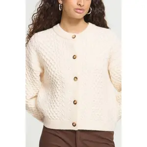 ICHI Ihdamina Cable Knit Cardigan - Birch