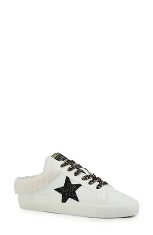 Vintage Havana Star Faux Fur Lined Sneaker Mule - White