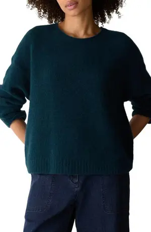 Eileen Fisher Cashmere Blend Crewneck Sweater With Silk - Sailor Blue