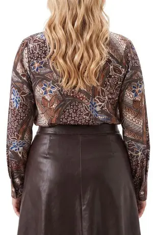 Karen Kane Bow Split Neck Long Sleeve Top