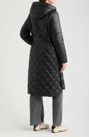 Love Token Malik Quilted Puffer Coat - Black