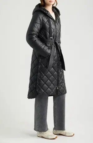 Love Token Malik Quilted Puffer Coat - Black