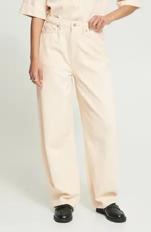ICHI Hezallo Wide Leg Balloon Jeans - Birch