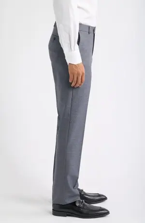 Berle Flat Front Serge Wool Dress Pants - Blue Mix