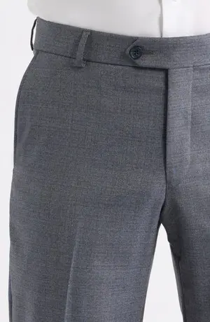 Berle Flat Front Serge Wool Dress Pants - Blue Mix