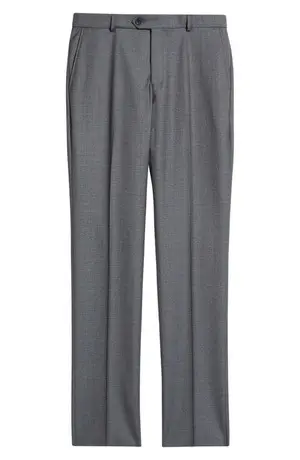 Berle Flat Front Serge Wool Dress Pants - Blue Mix