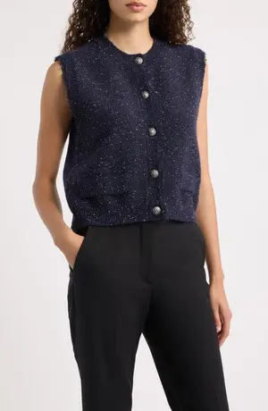 Kobi Halperin Lilah Metallic Sweater Vest - Navy
