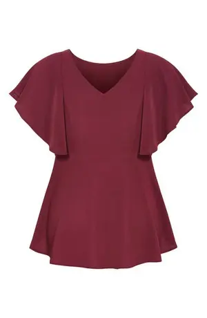 City Chic Romantic Flutter Sleeve Peplum Top