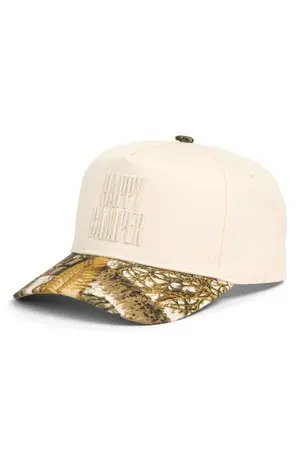 FRIDAY FEELIN’ Happy Camper Twill Baseball Cap - Camo