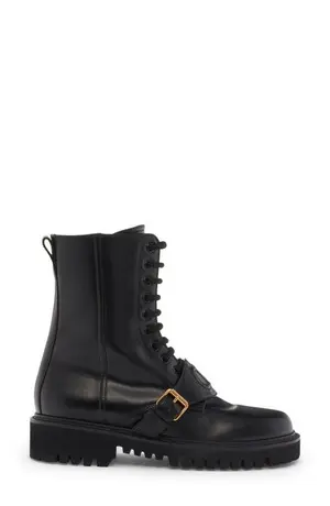 Valentino Garavani Vlogo Leather Combat Boot