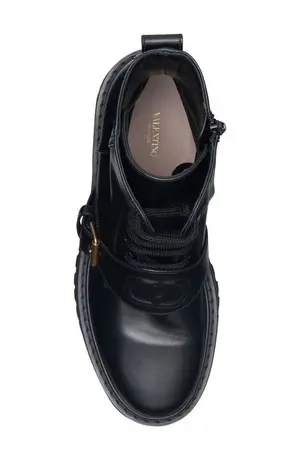 Valentino Garavani Vlogo Leather Combat Boot
