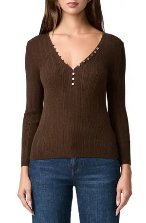 Paige Ginnette Button Rib Sweater