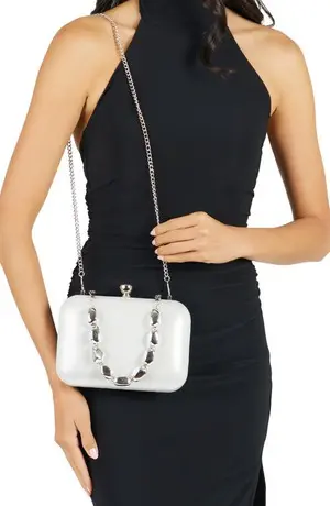 Nina Kaela Frame Clutch - Silver
