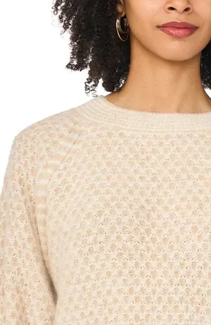 Vince Camuto Tuck Stitch Raglan Crewneck Sweater