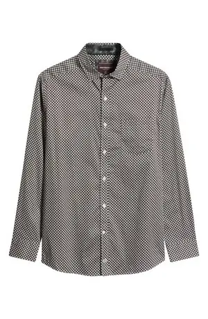 Johnston & Murphy Logan Print Button-up Shirt - Black/tan Mini Tile