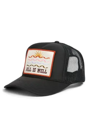FRIDAY FEELIN’ All Is Well Patch Trucker Hat - Black