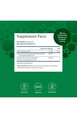 YOUTHEORY Longevity Nr Nicotinamide Riboside Nad+ Booster Supplement 90 Vegetarian Capsules