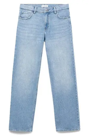 Mango Rhinestone Straight Leg Jeans