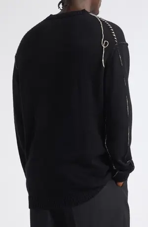 Yohji Yamamoto Embroidered Wool & Cotton Sweater