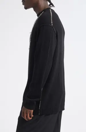 Yohji Yamamoto Embroidered Wool & Cotton Sweater