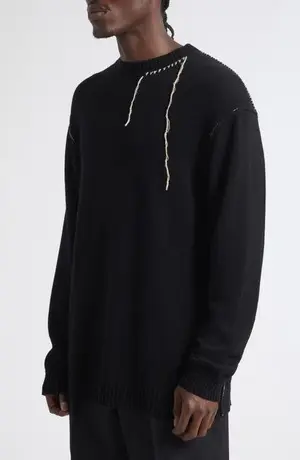 Yohji Yamamoto Embroidered Wool & Cotton Sweater