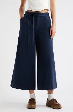 DAMSON MADDER Lotta Organic Cotton Wide Leg Culottes - Navy
